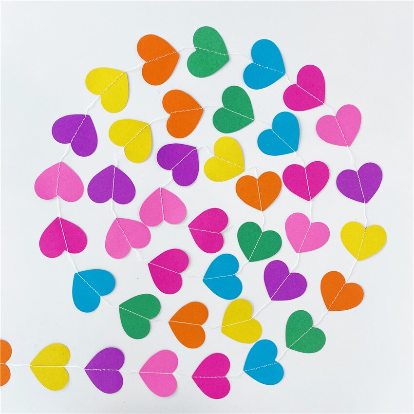 4 Meter Heart paper Garlands Love shape Flag Party... – Grandado