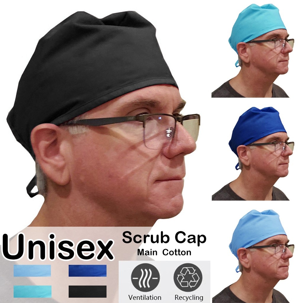 1PC Women Scrub Cap Black Bandage Washable Reuse U... – Grandado