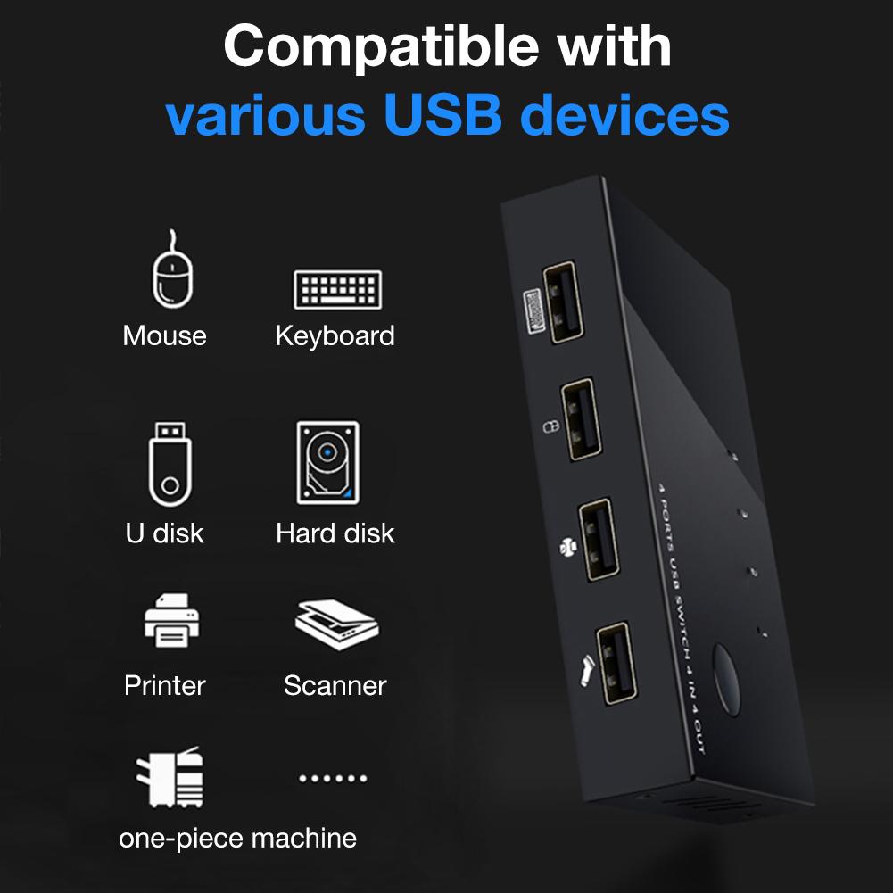 USB 2.0 Sharing Switch 4 Port USB Peripheral Switc... – Grandado