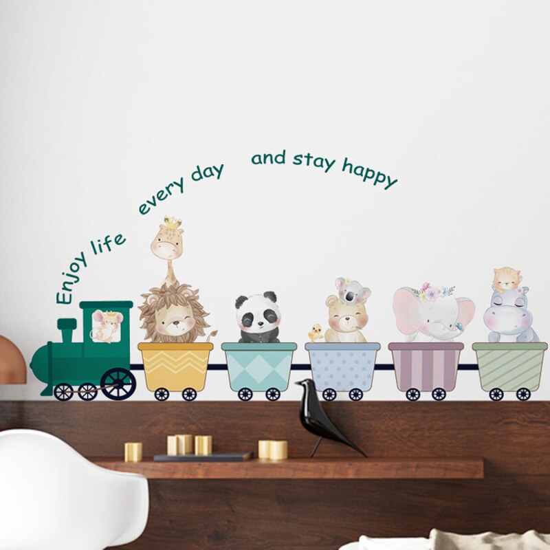 Cartoon Wall Decals Cute Animal Train DIY Vinyl Wa... – Vicedeal