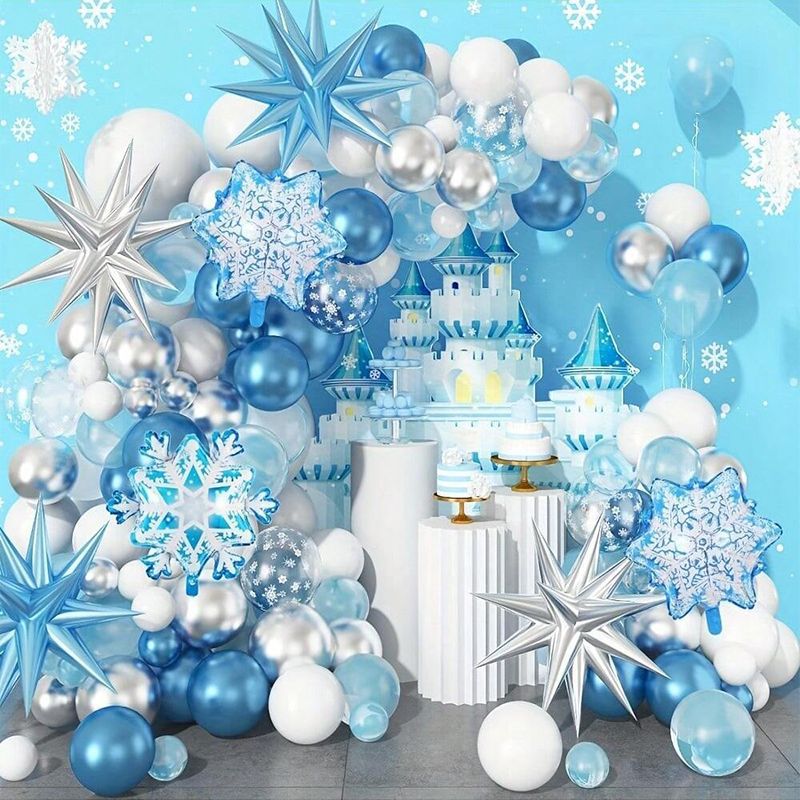 Ice Snow World, blue winter snowflake balloon scen... – Grandado