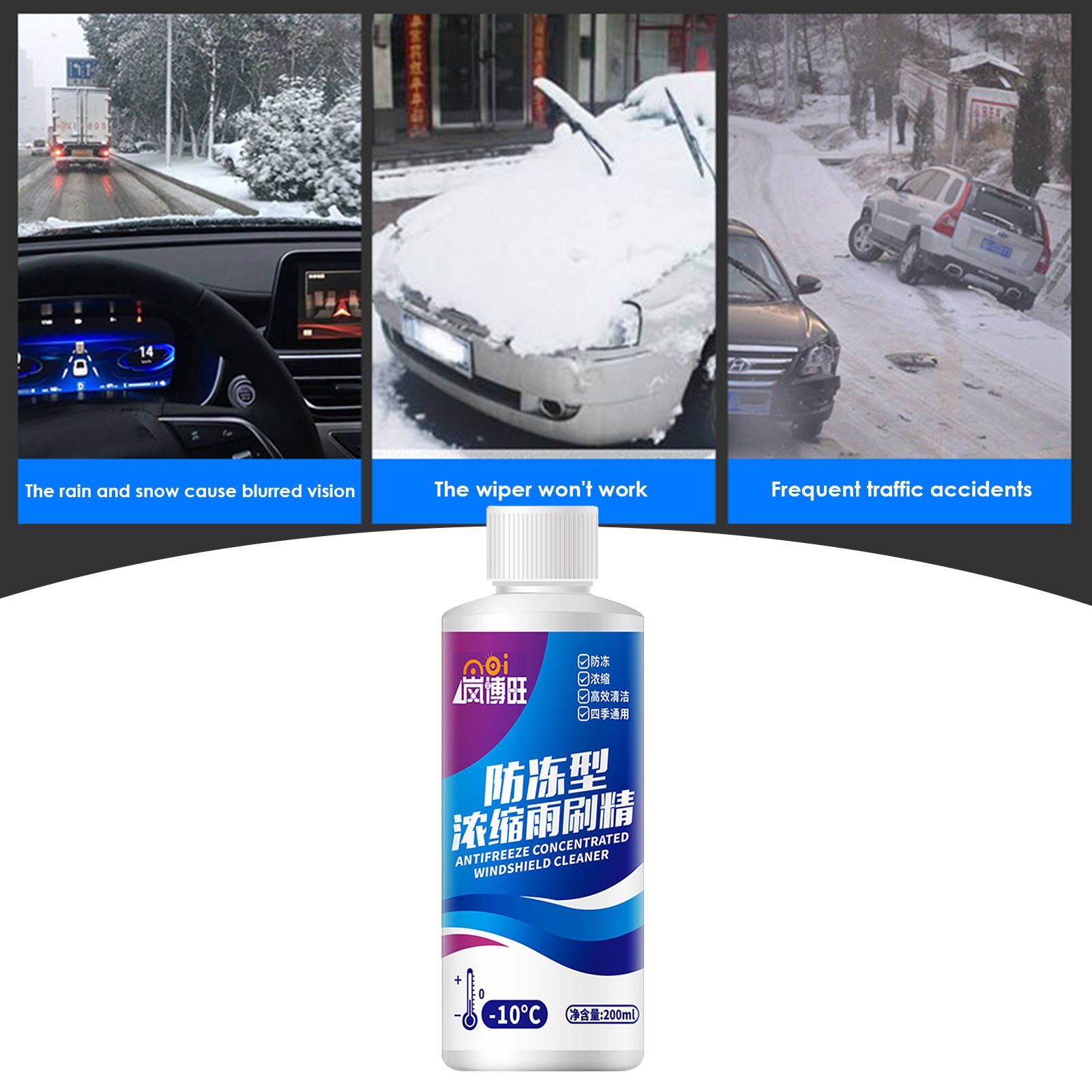 200ML Car Wiper Water Anti-freezing Car Glass Clea... – Grandado