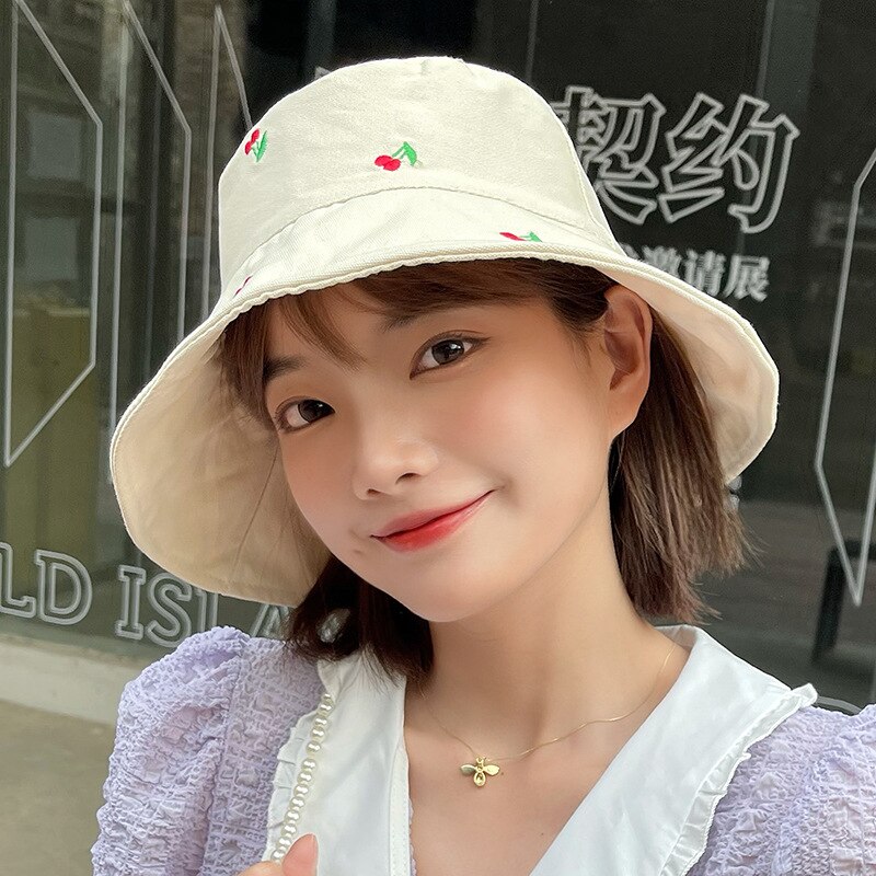 INS Fruit Cherry Print Bucket Hats For Girls Women... – Grandado