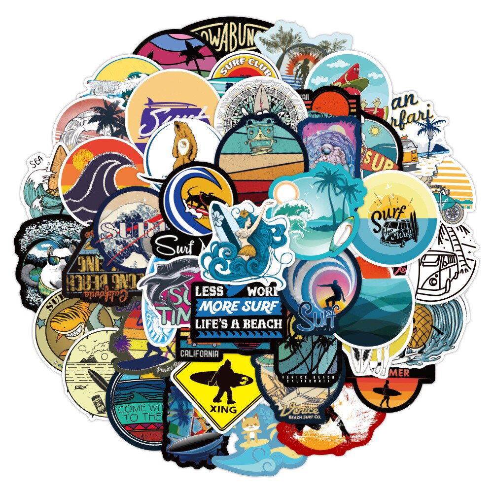 10/30/50/100pcs Outdoor Hawaii Surfing Stickers Su... – Grandado