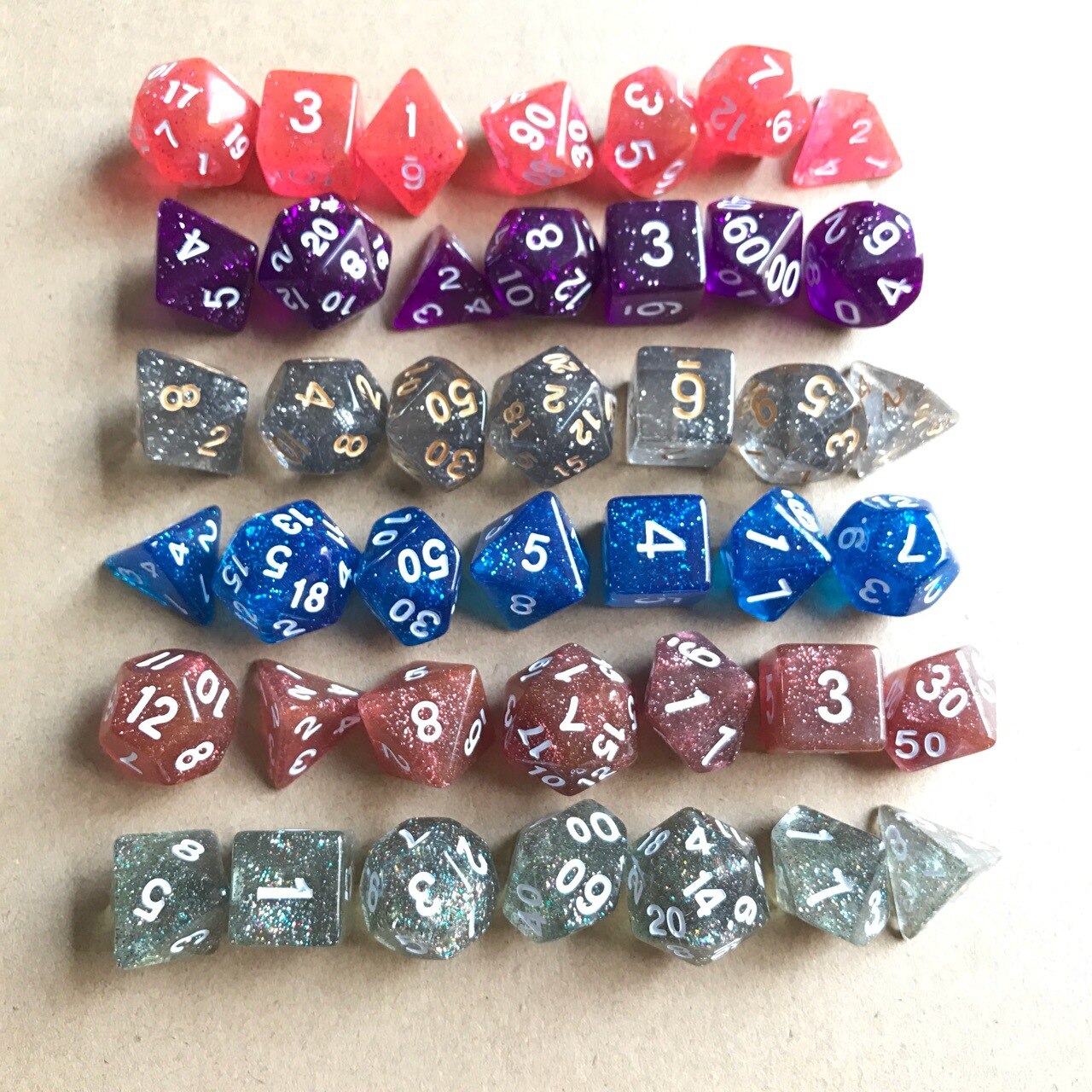 7pcs/lot Digital Dice Set Double-Colors D4 D6 D8 D... – Grandado