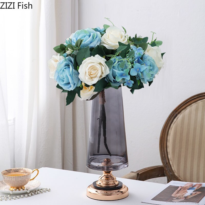 Tall Glass Vase Luxury Bedroom Dining Table Flower... – Grandado