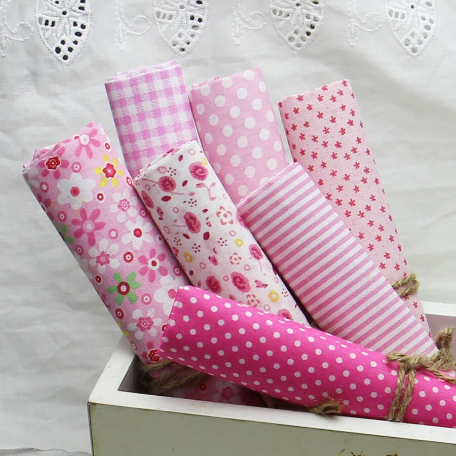 7Pcs Cheap Fabric Pink Printed Plain 100% Cotton F... – Grandado