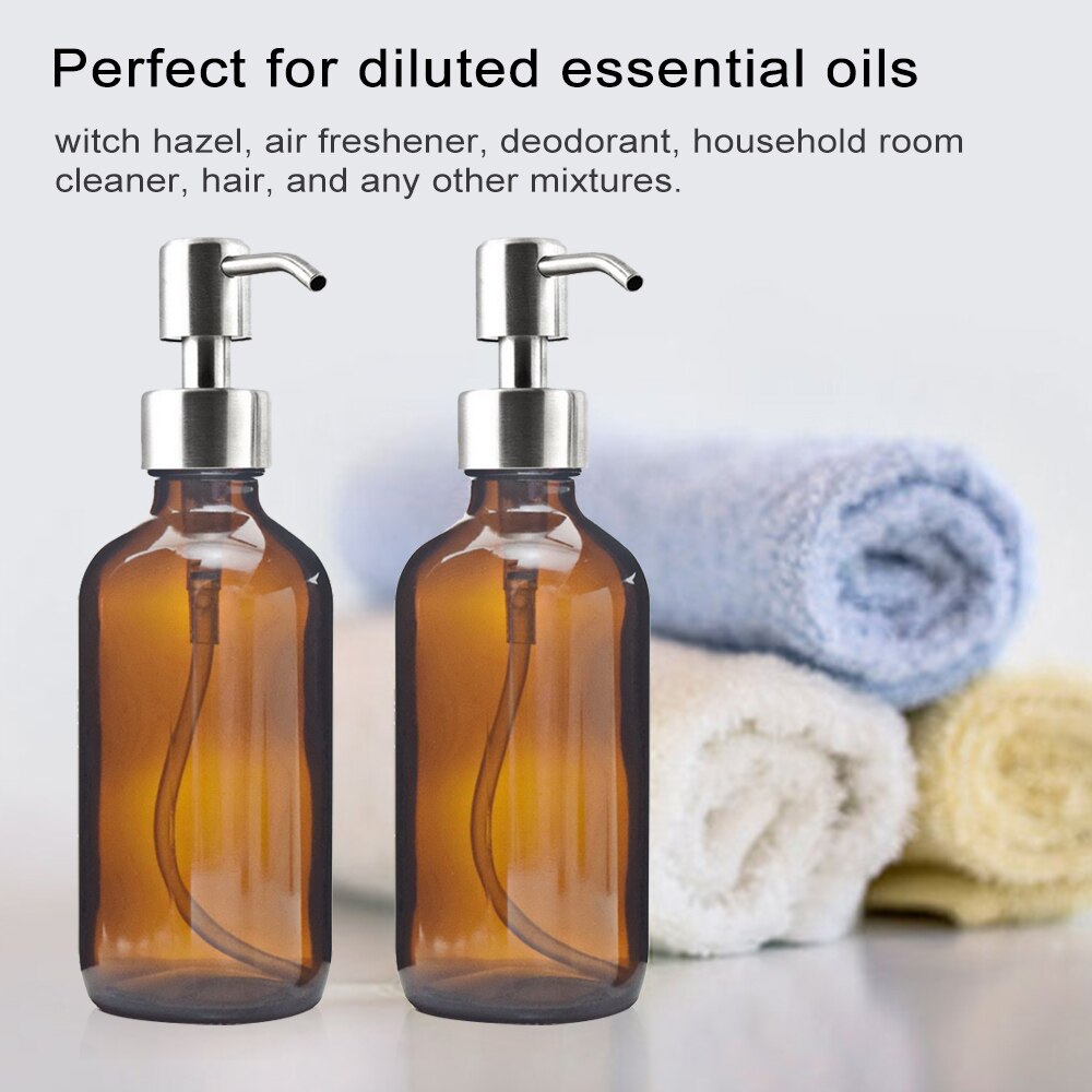 2 Pack Thick Amber Dispenser Bottles with Silver S... – Grandado