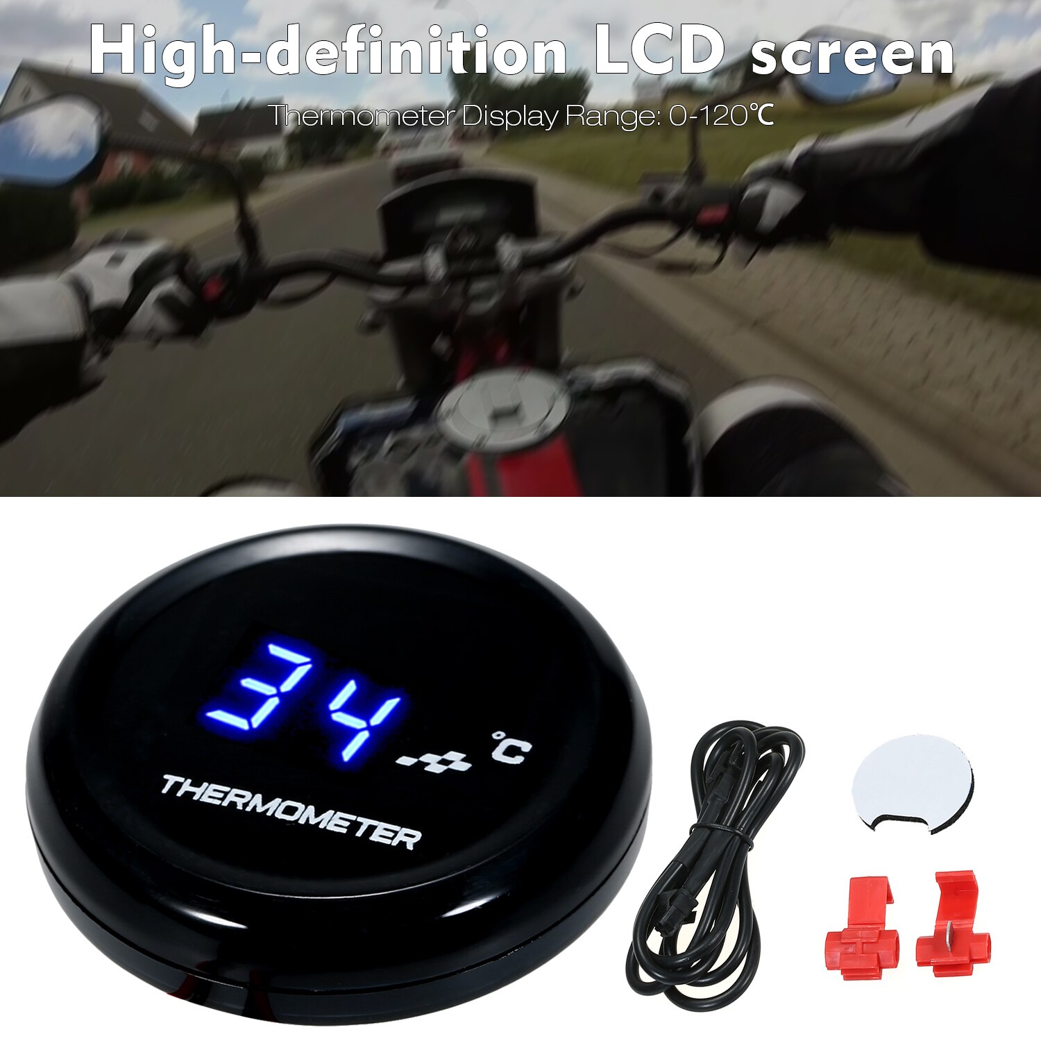 12V Motorcycle Digital Thermometer Ultra-Thin Roun... – Grandado