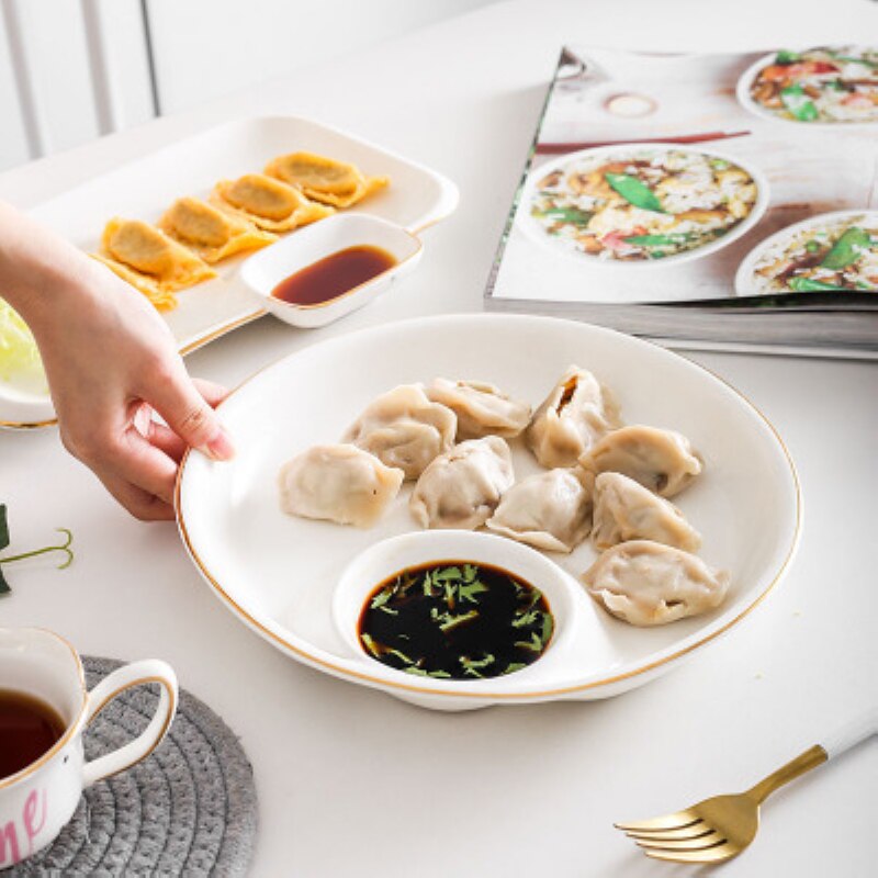 Ceramic dumpling dish dumplings with sauce dish vi... – Vicedeal