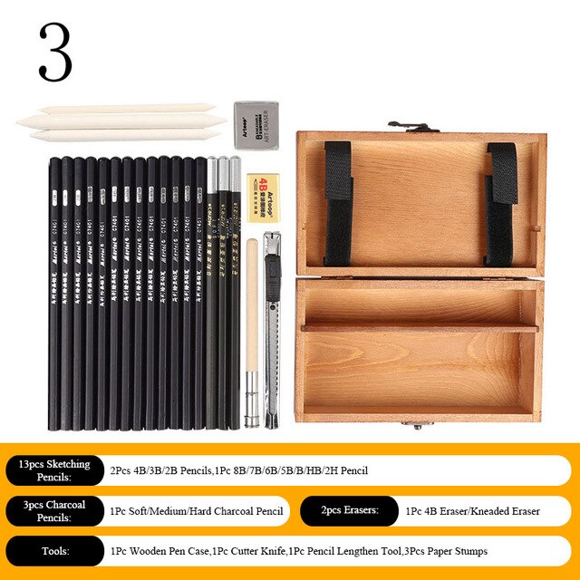 Sketch Pencil Set Sketching Drawing Kit Wood Penci... – Grandado Sketch Pencil Set Sketching Drawing Kit Wood Penci... – Grandado