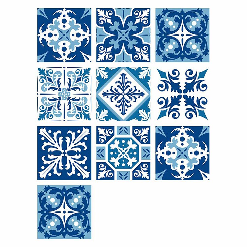 10PCS Set 15cm Waterproof Retro Blue Tile Sticker ... – Vicedeal