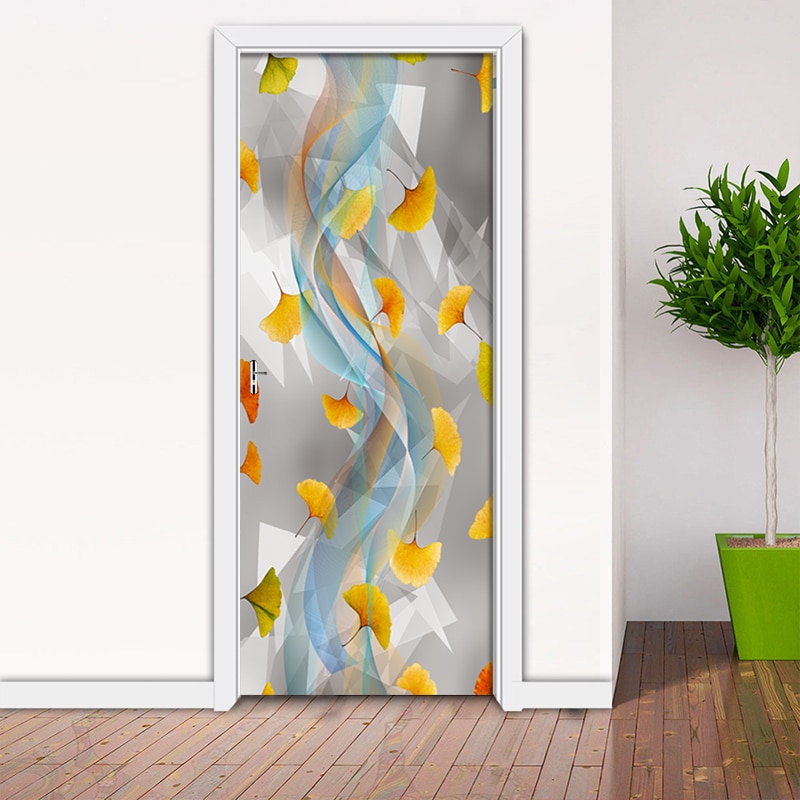 3D Door Sticker Color Smoke Maple Leaf Wallpaper P... – Grandado