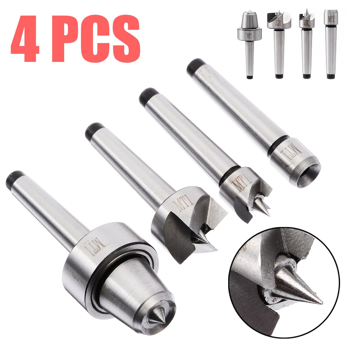 4 stks/set MT1 Draaibank Center Set Duurzaam MT1 H... – Vicedeal
