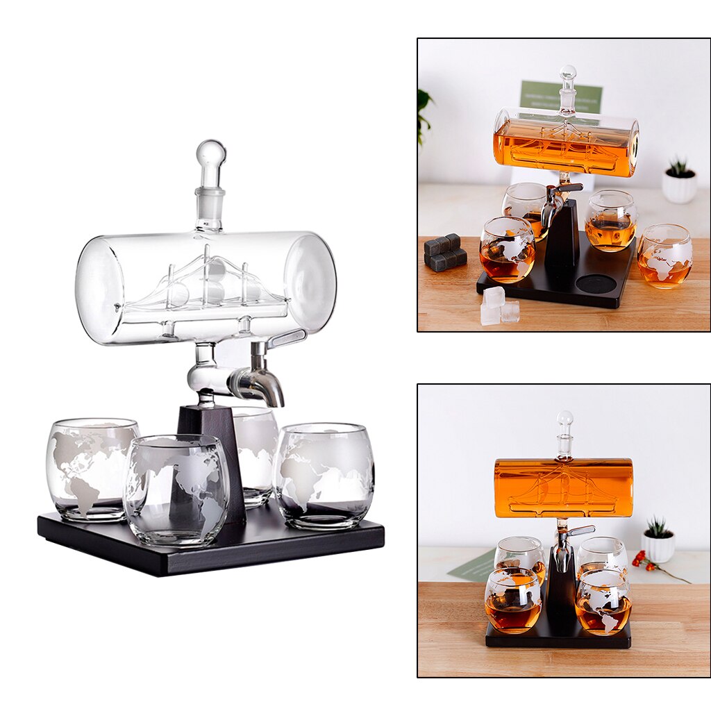 1000ml Whiskey Karaffe einstellen mit 4 Globus Glä... – Grandado