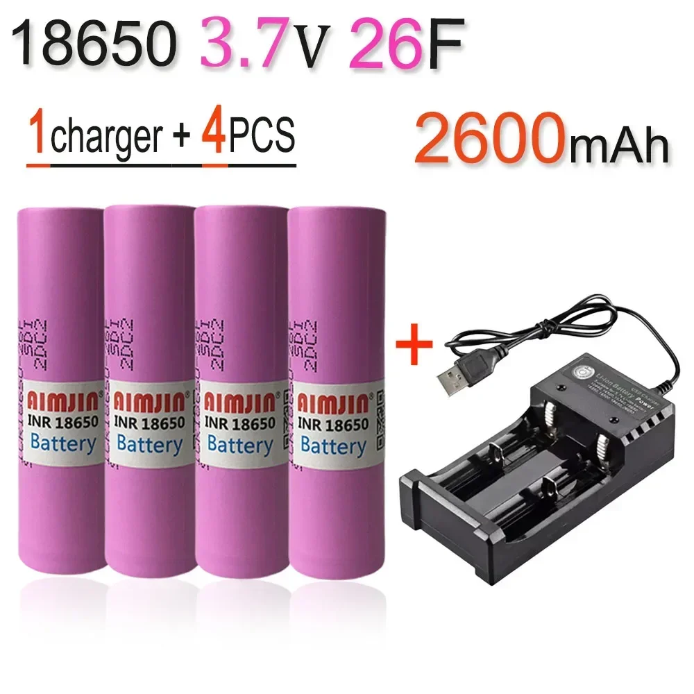 18650 26f 3.7v 2600 mah genopladeligt batteri med ... – Grandado
