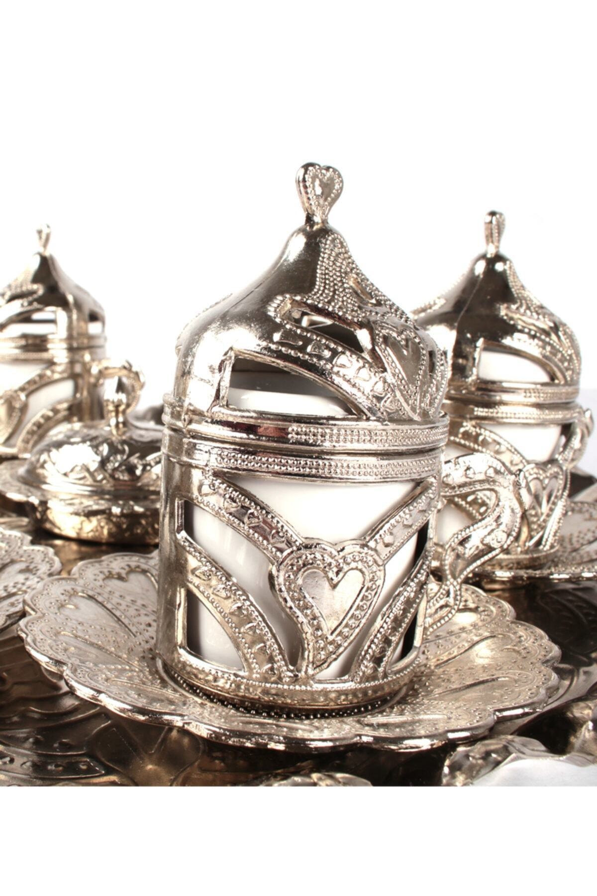 Turkse Koffie Kopjes Schotels Set Van 6 Handgemaak... – Vicedeal