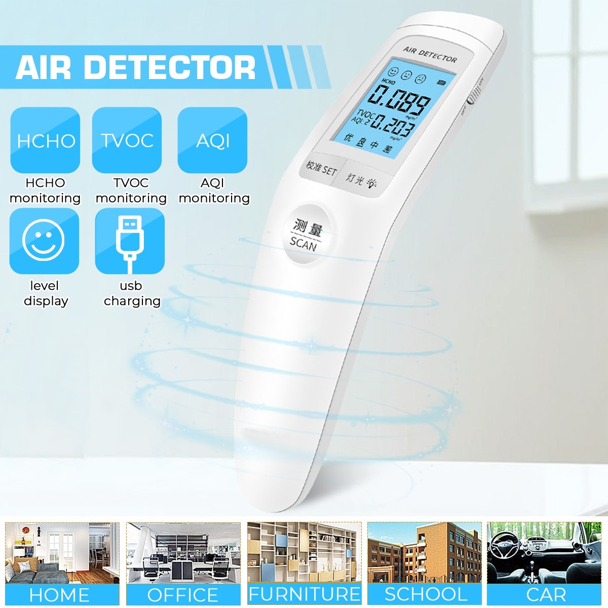 Digital Air Detector Tester Monitor LED 3D Detect ... – Grandado