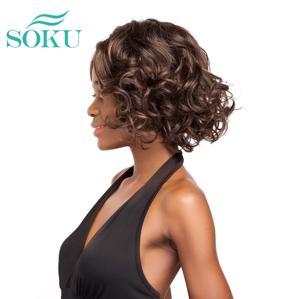 Short Bob Remy Wig Side Part Lace Wig Bouncy Curly... – Grandado