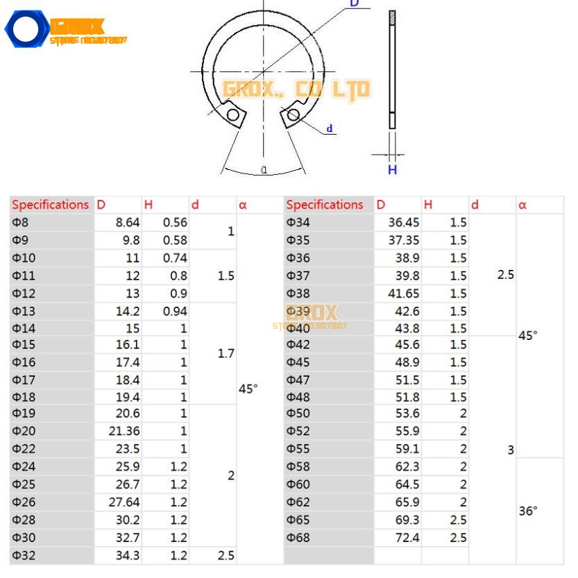 10 Pieces Size: 65 Steel Internal Circlip Snap Ret... – Grandado