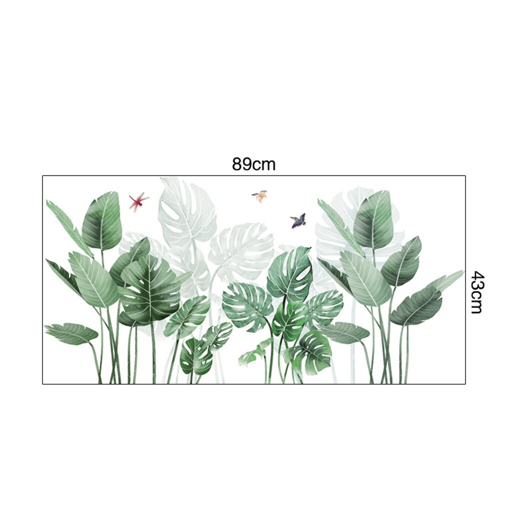 Green Leaves Background Wall Stickers For Bedroom ... – Grandado