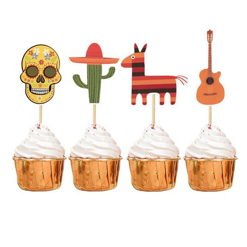2 sæt= 8 stk kawaii mexicansk fest kage toppers kr... – Grandado