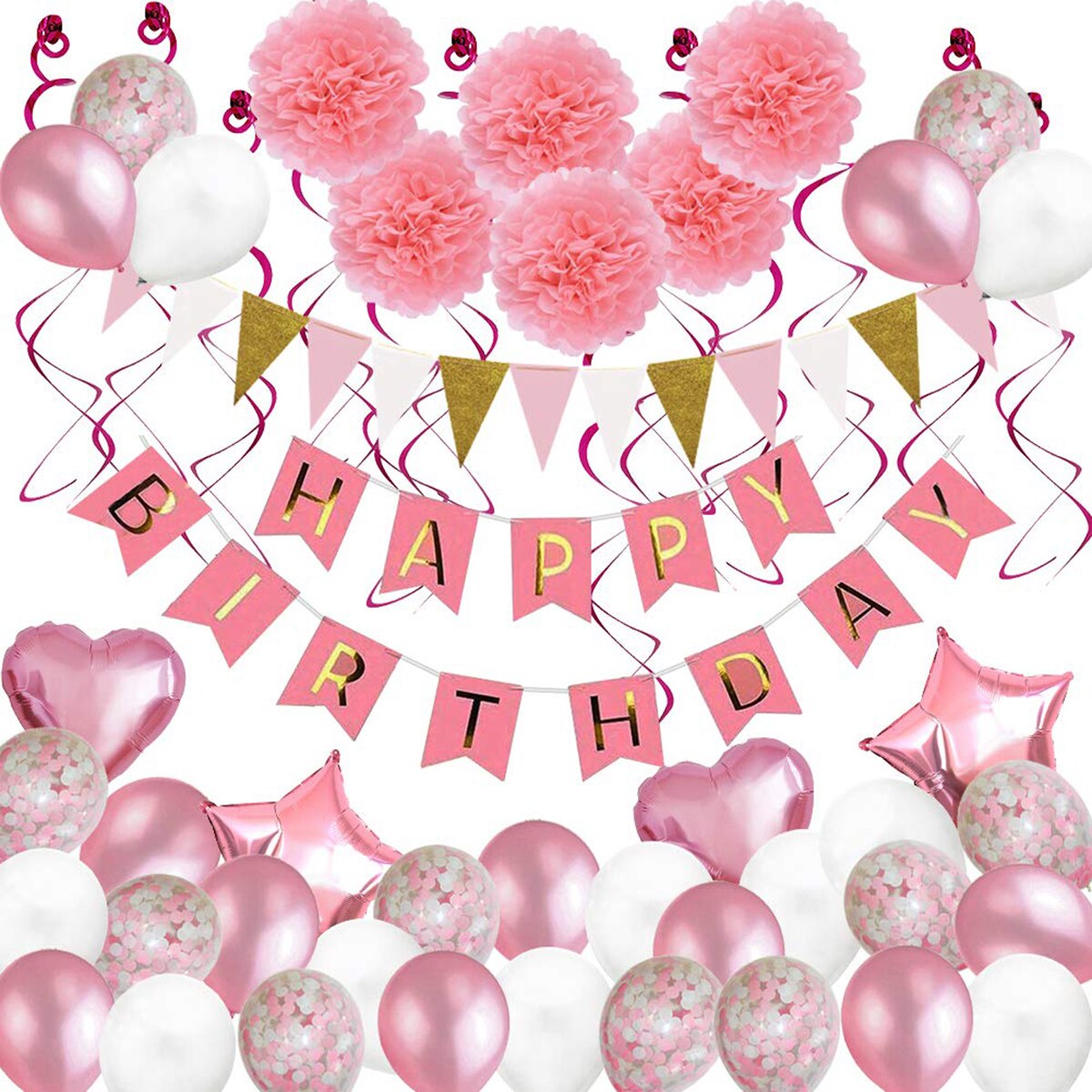 Birthday Party Supplies Decor Kit Foil & Latex Bal... – Vicedeal