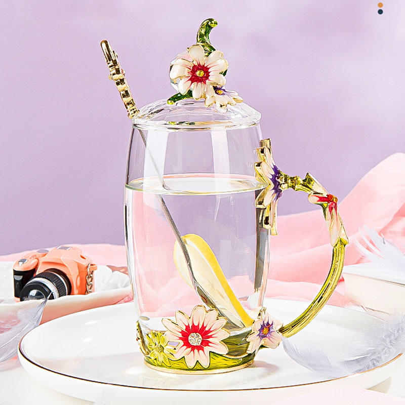 Een Set Van 3D Daisy Bloem Geëmailleerd Cup Luxe K... – Vicedeal