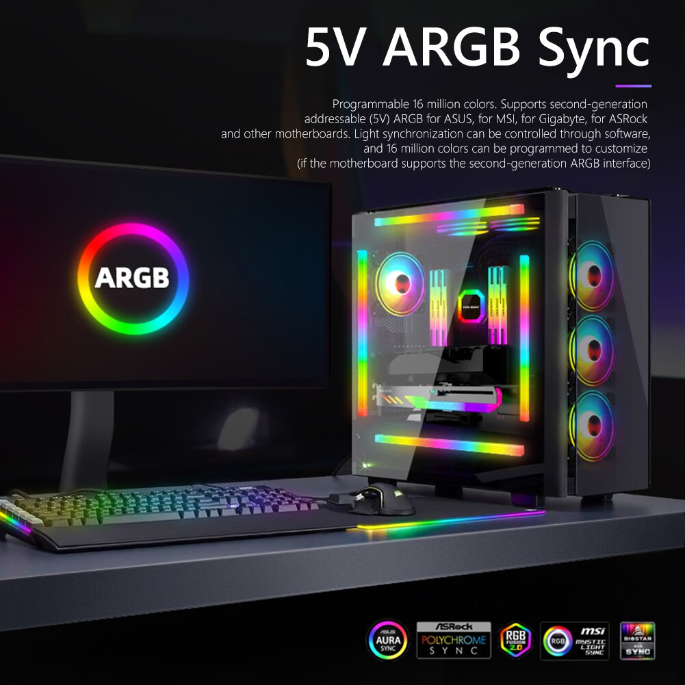 For COOLMOON F300 5V ARGB PC Case LED Light Bar 3P... – Vicedeal