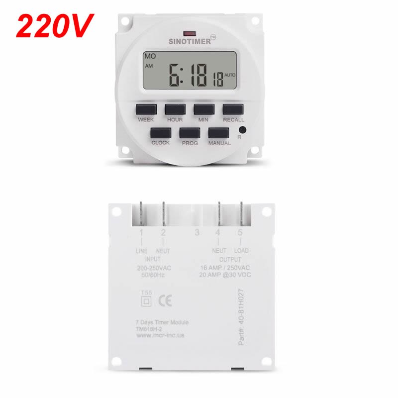 TM618H 5V 12V 24V 120V 220V Digital 7 Day Weekly P... – Grandado