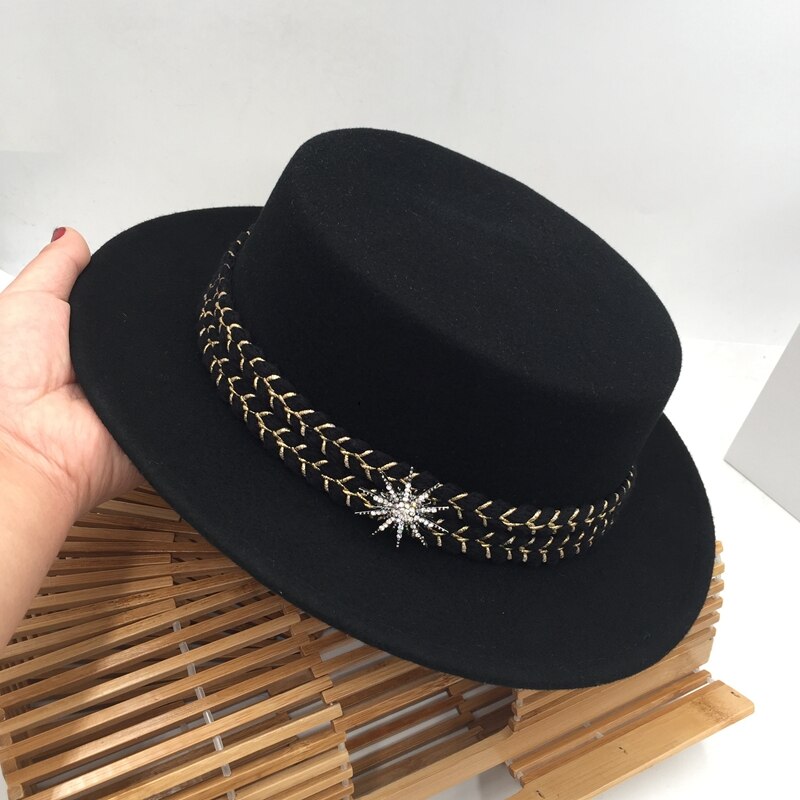 harajuku hat in Europe and the wool Panama Black f... – Grandado
