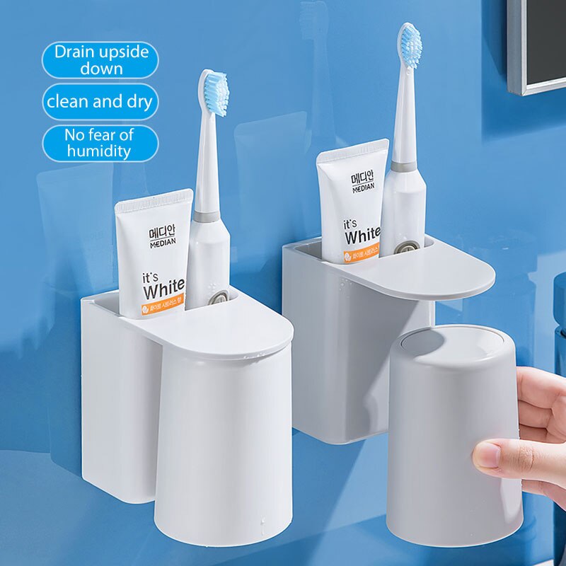 Bathroom Tooth Cup Storage Rack Wall-Mounted Tooth... – Vicedeal
