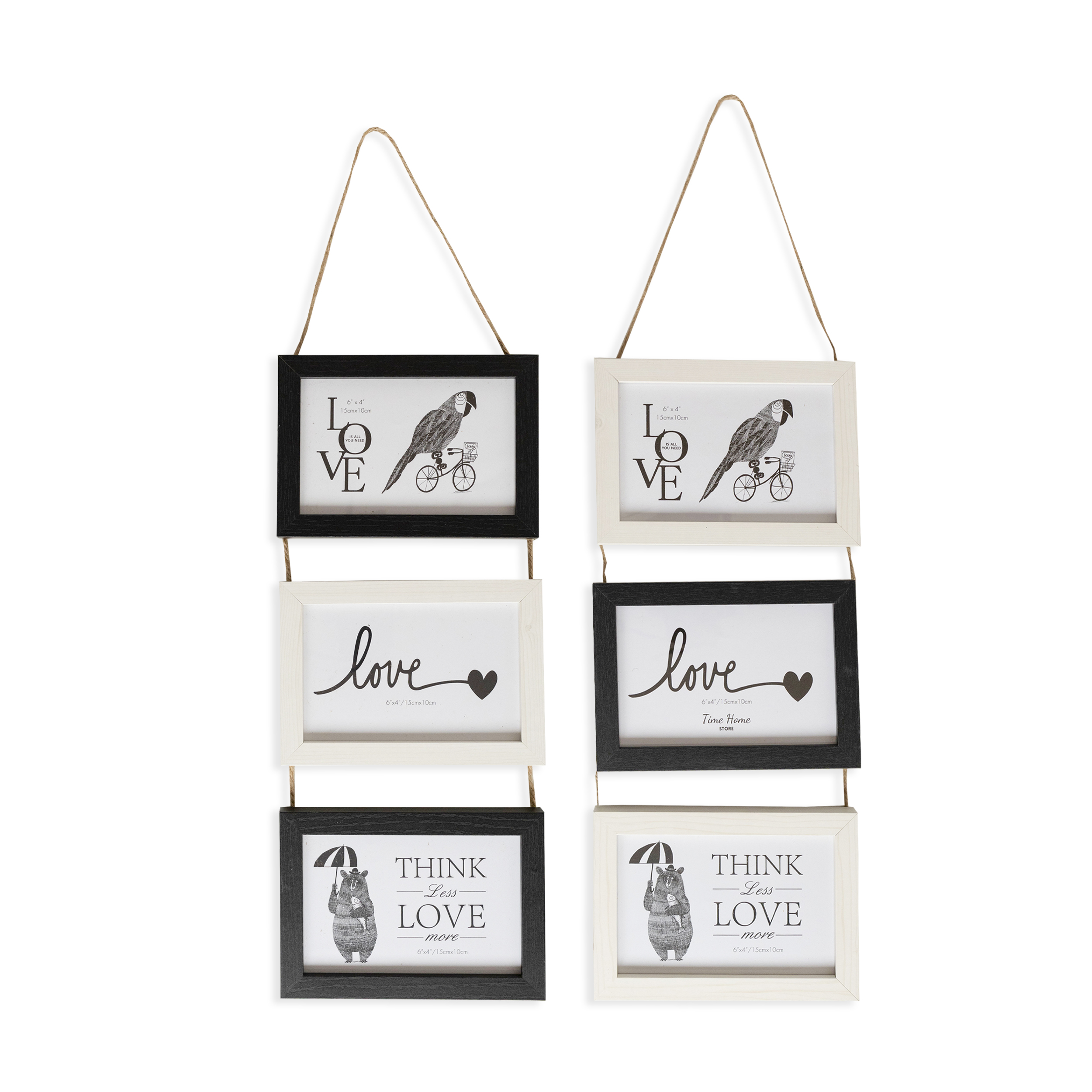 Set wooden Triple photo frames for wall hanging-Or... – Grandado