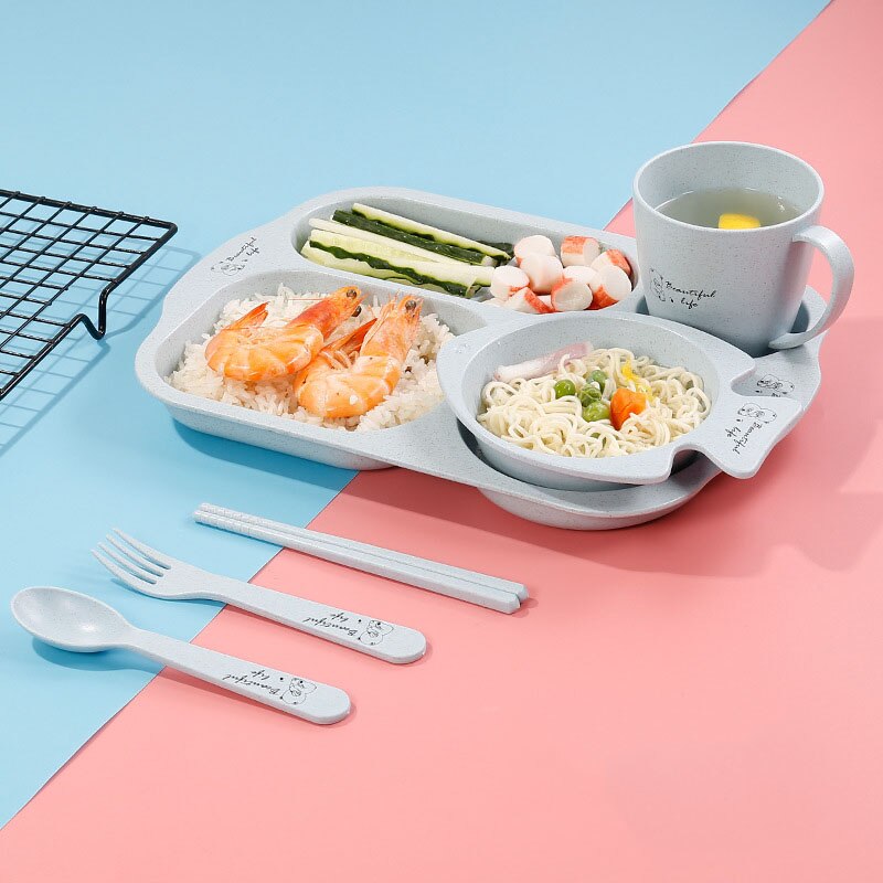 6 Pcs/Set Cartoon Baby Plate Eating Set Eco Friend... – Grandado
