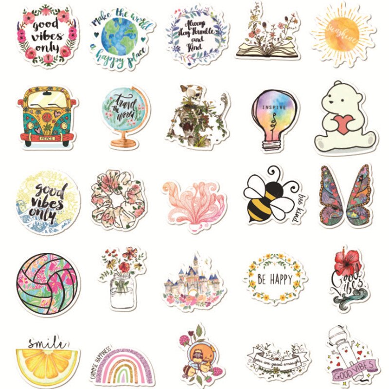 50Pcs Vinyl Decal Laptop Stickers Waterproof PVC C... – Grandado