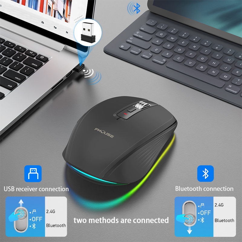 Wireless Mouse Bluetooth 5.0 Rechargeable Silent M... – Vicedeal