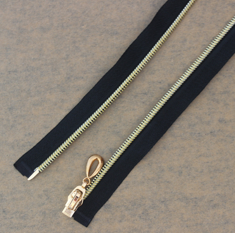 50piece Open- End Metal Zipper 35cm Black with Gol... – Vicedeal