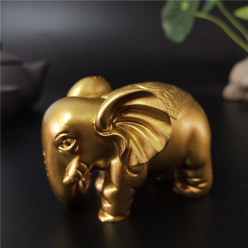 Gold Elephant Statue Sculpture Carved Craft Animal... – Grandado