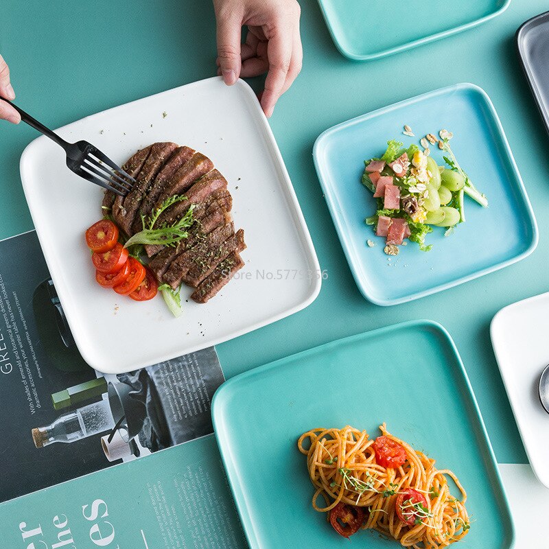 Nordic Style Ceramic Square Plate Home Breakfast P... – Grandado