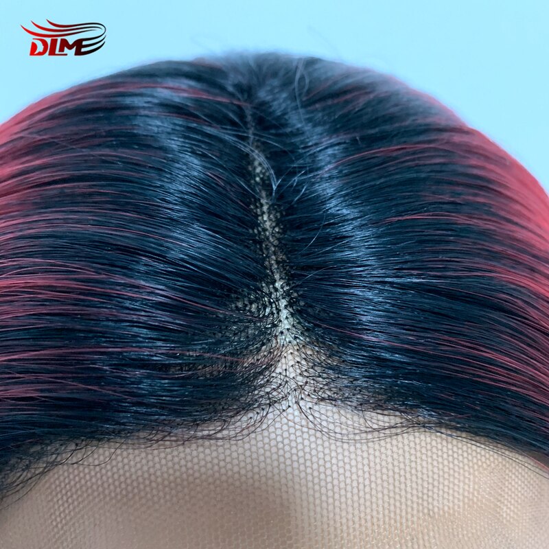 DLME Long Red Synthetic Lace Front Wig For Black W... – Grandado