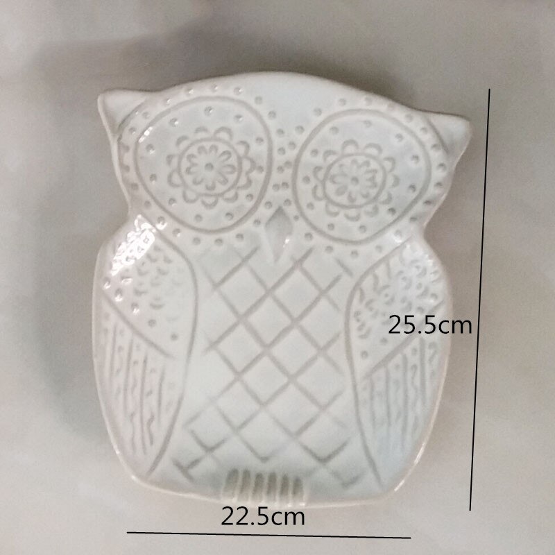 ceramics owl shape Dinner plate Retro Distressed C... – Vicedeal