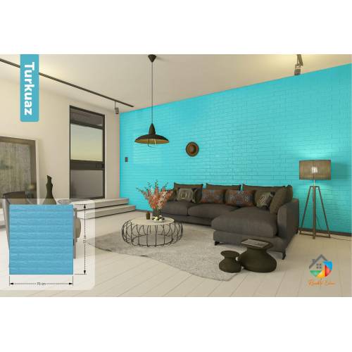 Light Blue Adhesive Flexible Sponge Brick Wall Pan... – Grandado
