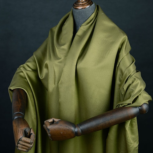 Deep green silk blending wool fabric twill silk an... – Vicedeal