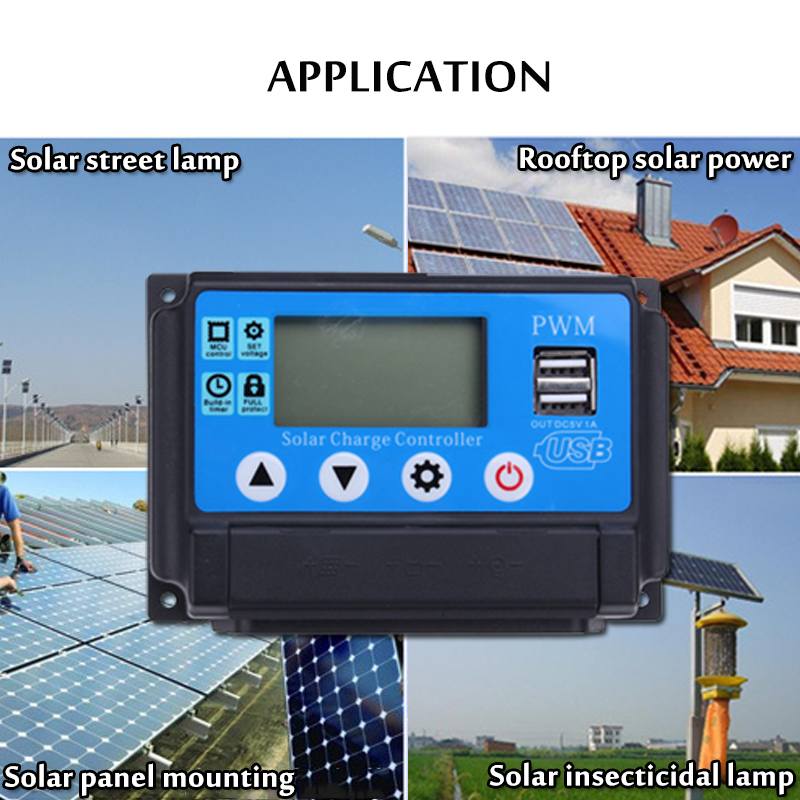 12V 24V Solar Charge Controller PWM LCD Multi-battery 12V/24V Solar ...