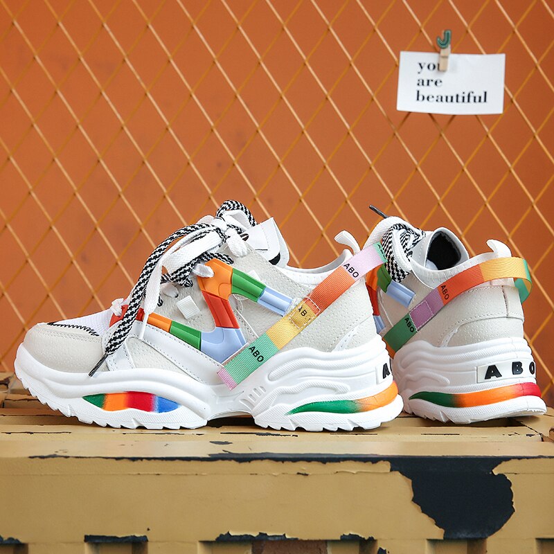 Women's Chunky Sneakers Stylish Colorful Outdoor S... – Grandado