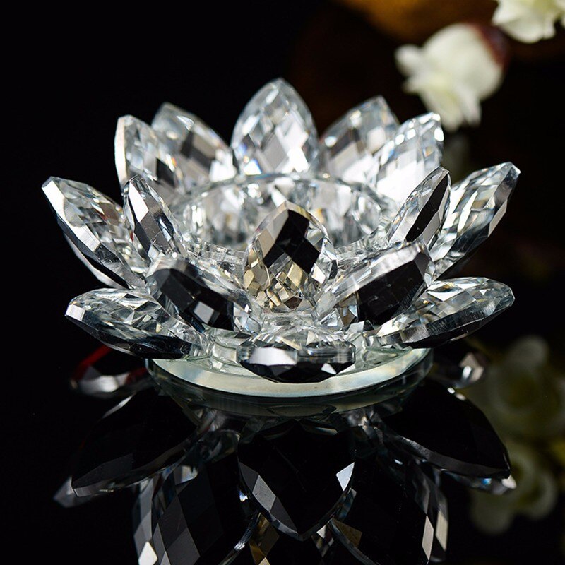 12CM Multicolor Glass Lotus Flower Crystal Column ... – Grandado