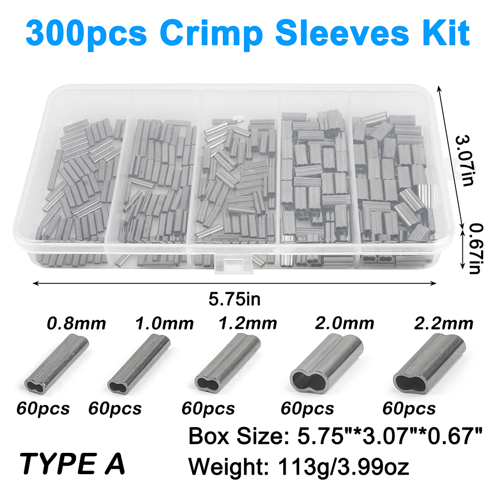 300Pcs/Box Fishing Crimp Sleeves Kit Double Barrel... – Grandado