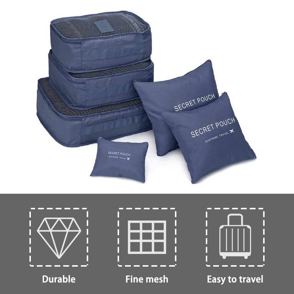 6 Pcs/set Nylon Packing Cubes Set Travel Bag Organ... – Vicedeal