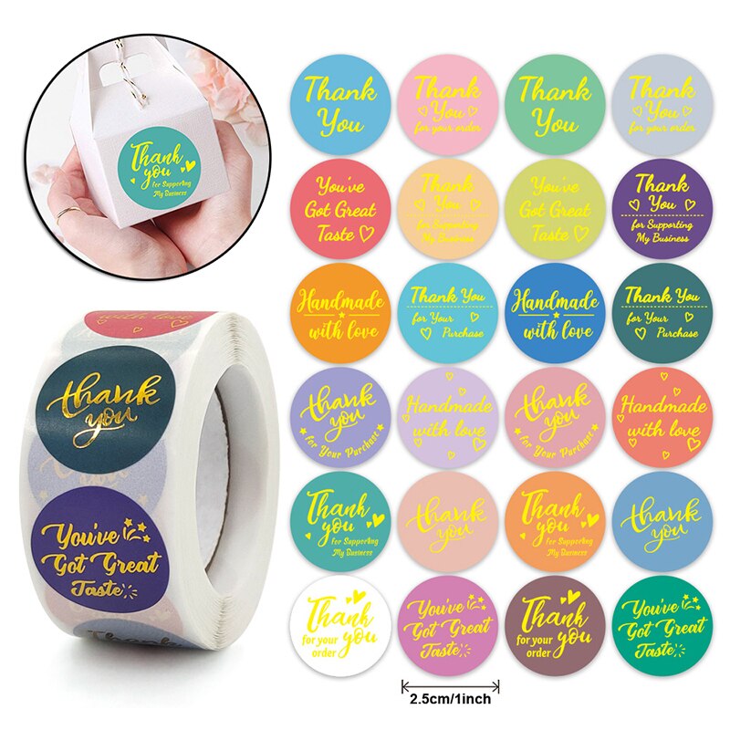 Bronzing Dank U Stickers Roll Kleurrijke 500-Count... – Grandado