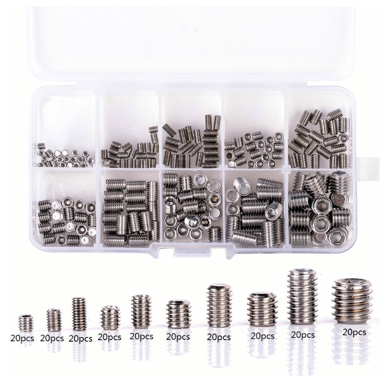 200pcs Stainless Steel Grub Screws Hex Socket Scre... – Vicedeal